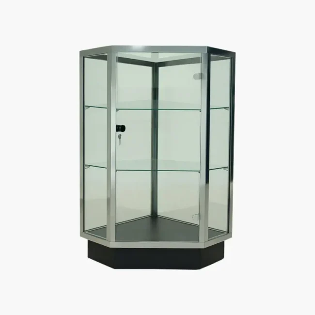 Extra Vision Corner Glass Showcase Display Cabinet (38" High)